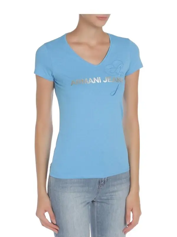 Emporio Armani V-neck Logo T-shirt - Blue