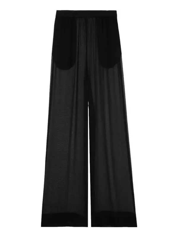 Saint Laurent High Waist Wide Leg Trousers - Black