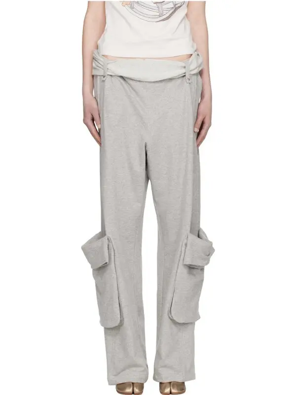 OPEN YY Athletic Cargo Pants With Drawstring Belt - Grey
