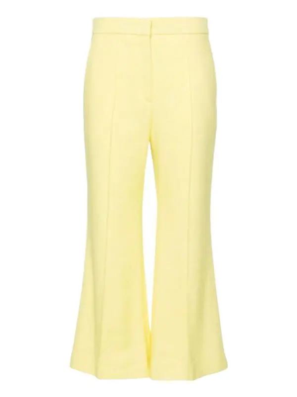 MSGM Mid-rise Cropped Trousers With Horn Detail - Yellow