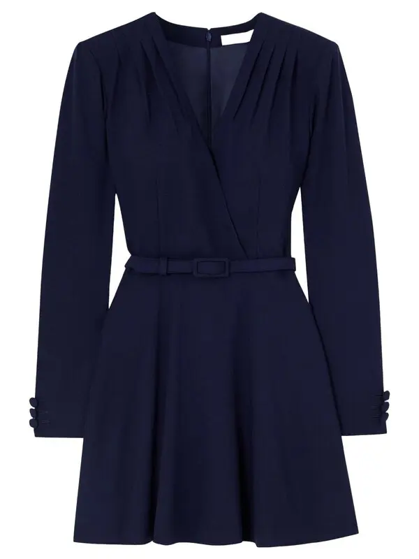 Alessandra Rich Long-sleeved Belted Dress - Navy Blue