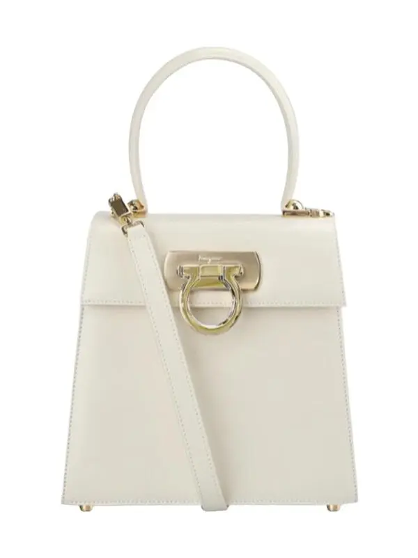 FERRAGAMO Gancini Lock Top Handle Bag - White