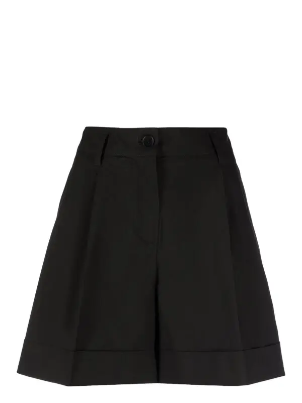 P.a.r.o.s.h Pleated High-waisted Poplin Shorts - Black