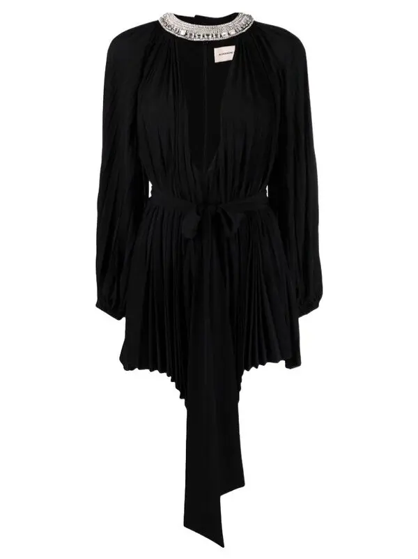 Alexandre Vauthier Crystal-embellished Pleated Mini Dress - Black