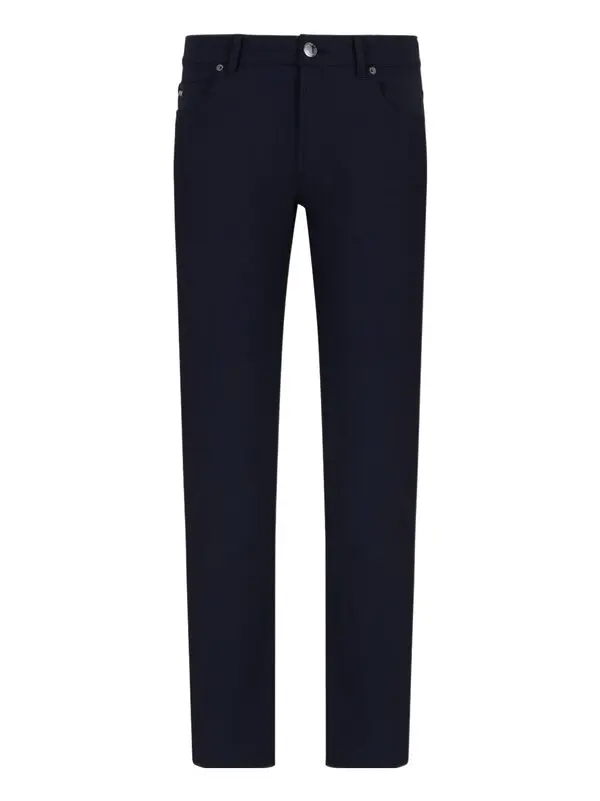 Emporio Armani Canneté Effect Trousers - Navy Blue