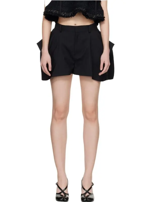 Sacai Pinstriped Draped Shorts - Black