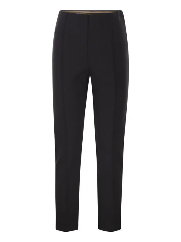 Max Mara Slim Fit Trousers With Elasticated Waistband - Black