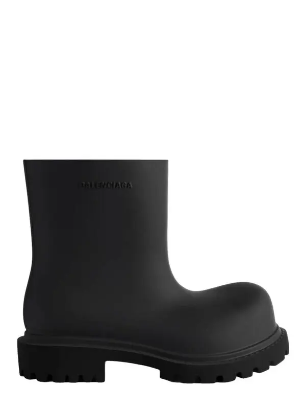 Balenciaga Logo Embossed Ankle Boots - Black