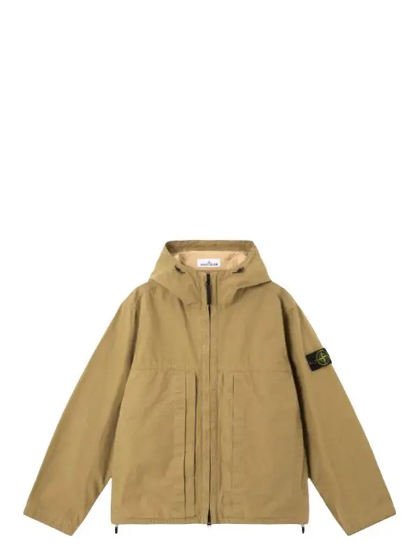 Stone Island Logo Patch Hooded Zip-up Jacket - Military Green
