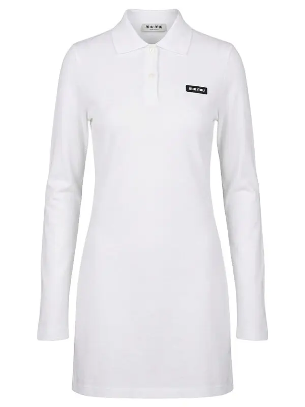 Miu Miu Long-sleeved Polo Dress - White