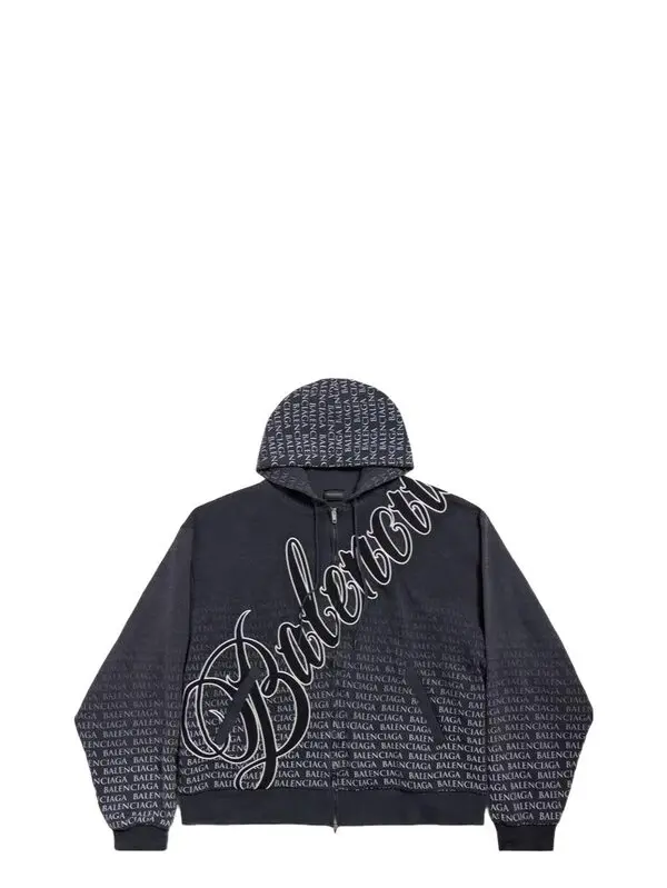 Balenciaga Big B Oversized Zip Hoodie - Black