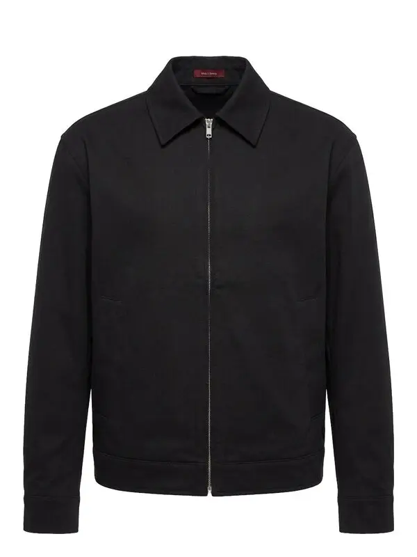 Gucci Collared Zip-up Jacket With Web Detail - Black
