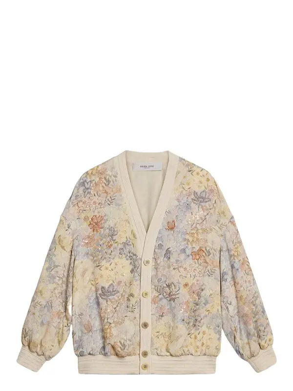 GOLDEN GOOSE Floral Embroidered Cardigan - Cream