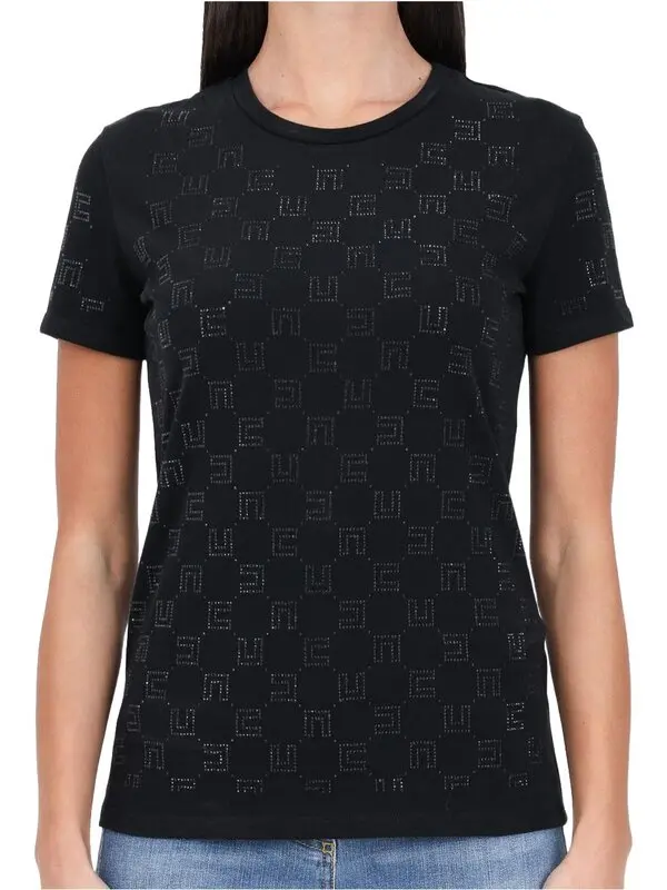 Elisabetta Franchi Logo Embellished Jersey T-shirt - Black