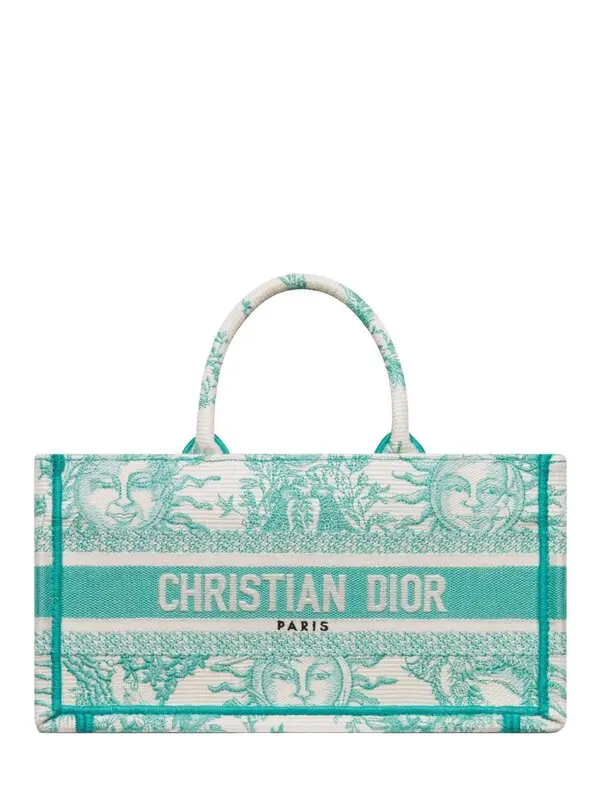 Dior Riviera East-west Book Tote With Toile De Jouy Soleil Embroidery - Sea-blue