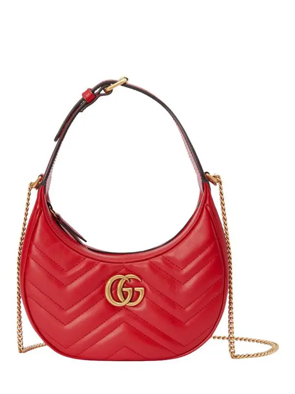 Gucci Gg Marmont Leather Shoulder Bag - Red