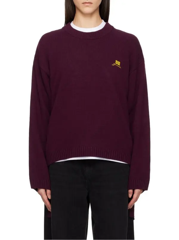 GANNI Crewneck Long Sleeve Jumper - Burgundy