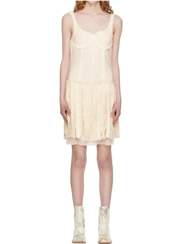 OPEN YY Pleated Ruffled Dress - Ivory White