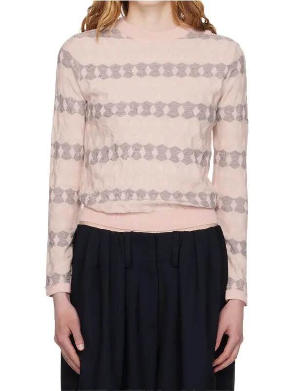 OPEN YY Jacquard Pullover Sweater - Pink