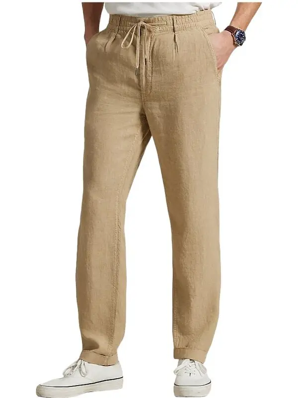 Polo Ralph Lauren Drawstring Linen Trousers - Nude