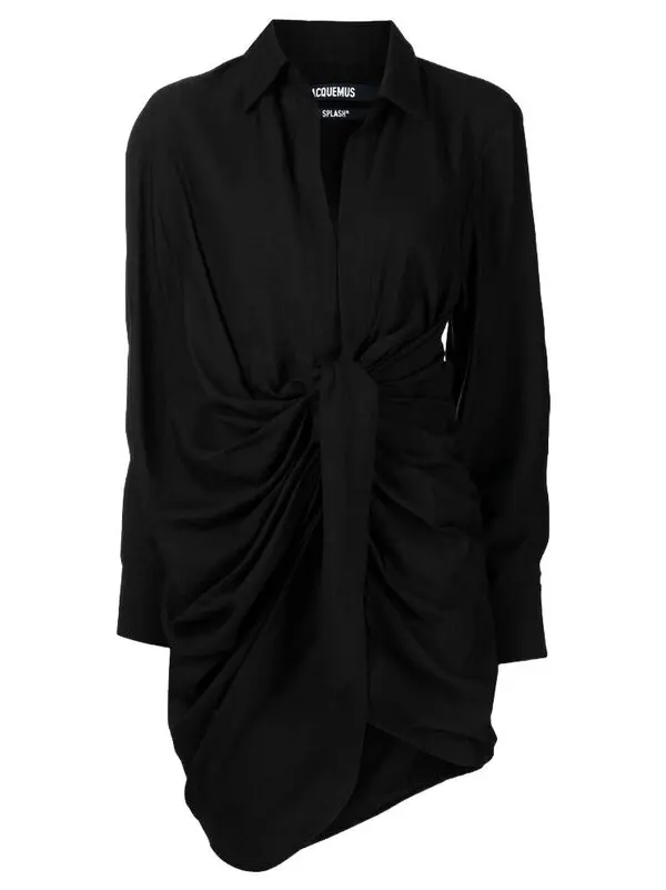 Jacquemus Bahia Draped Mini Dress - Black