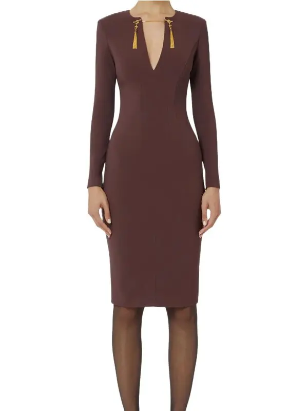 Elisabetta Franchi Chain Embellished Midi Dress - Merlot