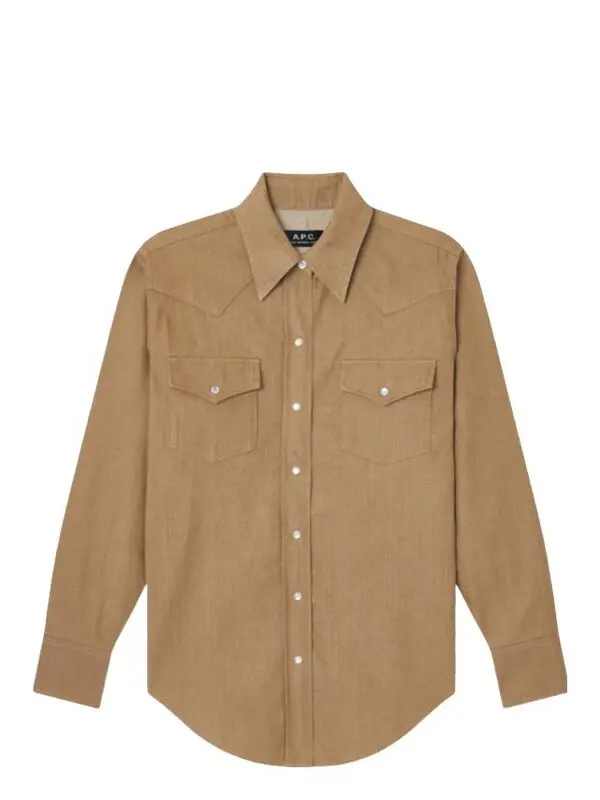 A.p.c. Chest-pocket Buttoned Shirt - Ice Brown