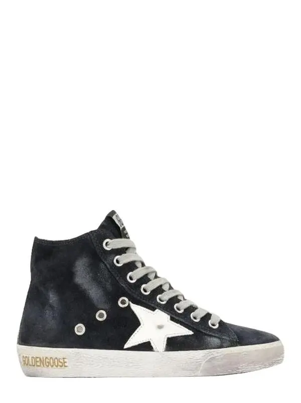 GOLDEN GOOSE Francy High-top Sneakers With Star Pattern And Side Zipper - Black