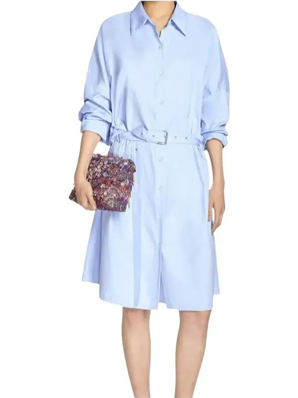 Dries Van Noten Belted Shirt Dress - Blue
