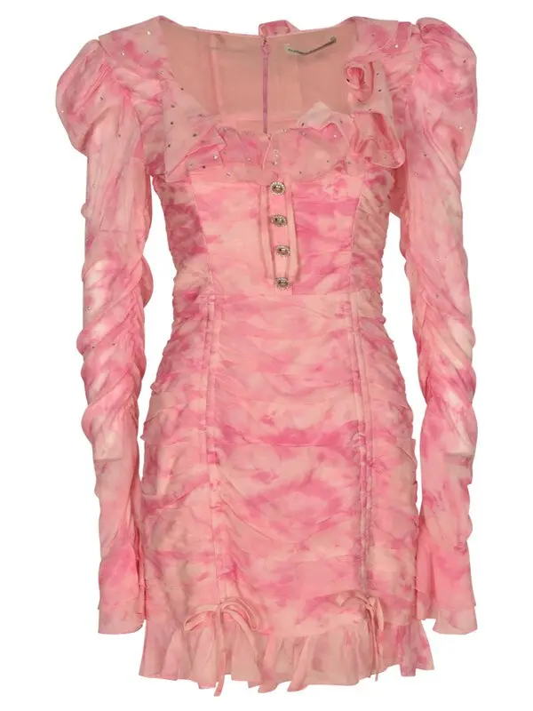 Alessandra Rich Embellished Tie-dye Mini Dress - Pink