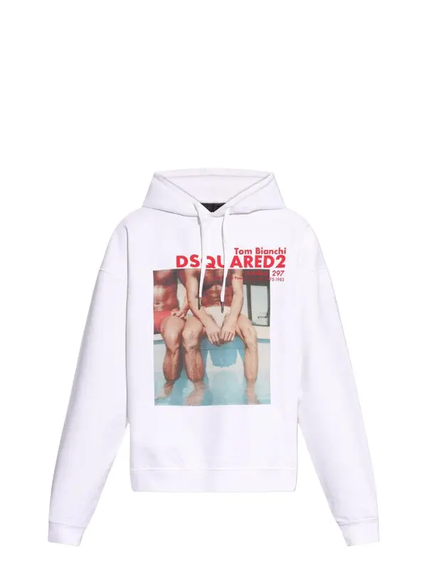 Dsquared2 Tom Bianchi Graphic Drawstring Hoodie - White