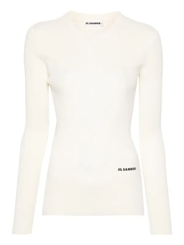 JIL SANDER Logo-print Fitted Jumper - White