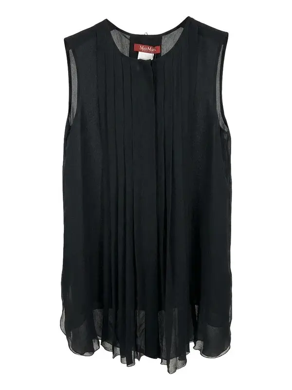 Max Mara Sleeveless Pleated Shirt - Black