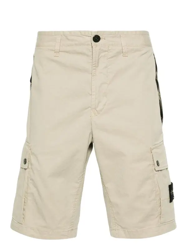 Stone Island Cargo Knee-length Shorts With Button Detailed Pockets - Sand-colored
