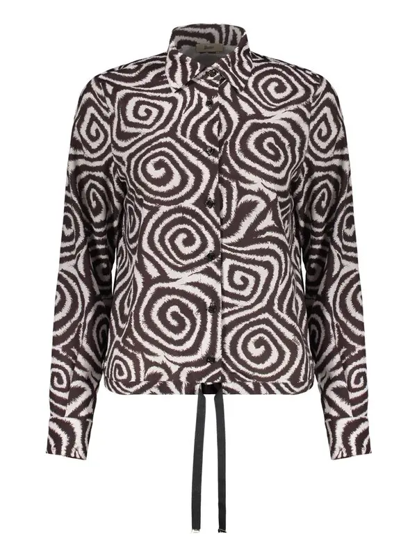 Herno Jacquard Print Drawstring Shirt - Black