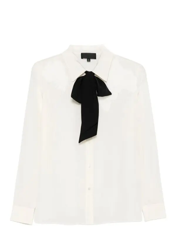 NILI LOTAN Bow Detail Silk Blouse - White