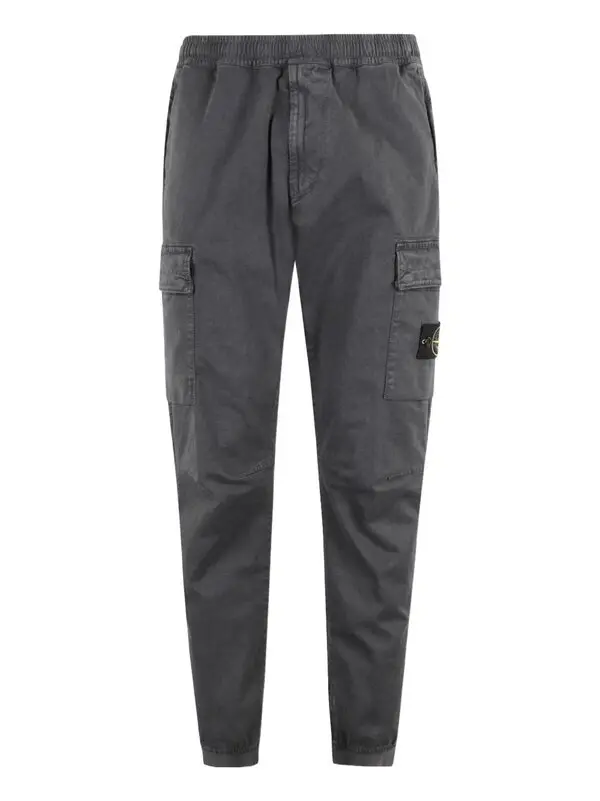 Stone Island Tapered-leg Cargo Trousers - Black