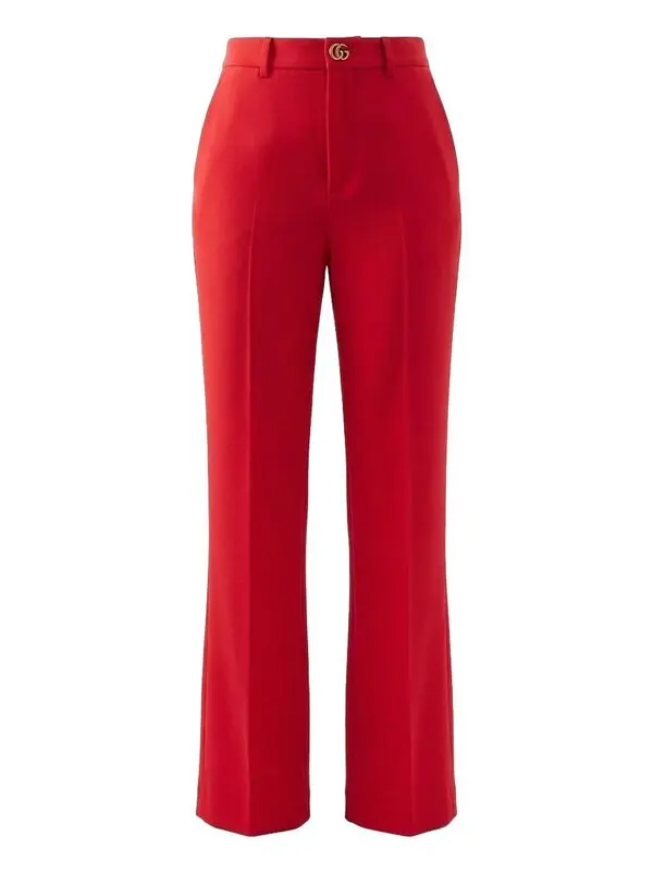 Gucci Crêpe Wool Pants With Double G Button - Red