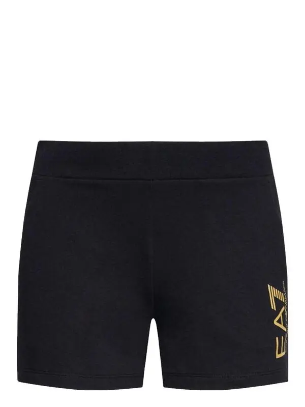 EA7 Logo Print Fitted Shorts - Black