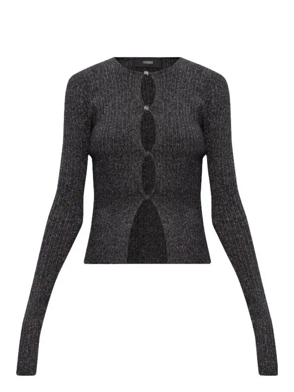 Amiri Cut-out Ribbed Knit Cardigan - Black