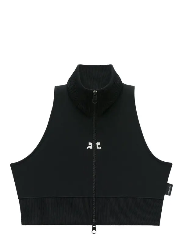 COURREGES Cropped Tracksuit Vest With Ac Logo - Black