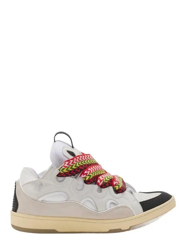 LANVIN Curb Round Toe Lace-up Sneakers - Nude