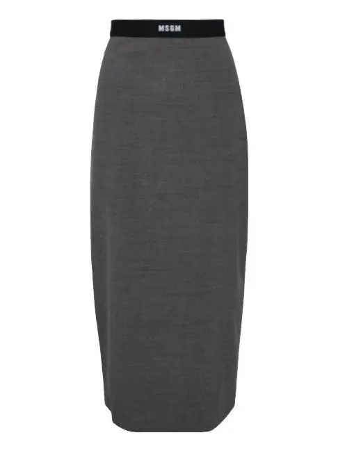MSGM Elasticated Waistband Pencil Skirt - Black