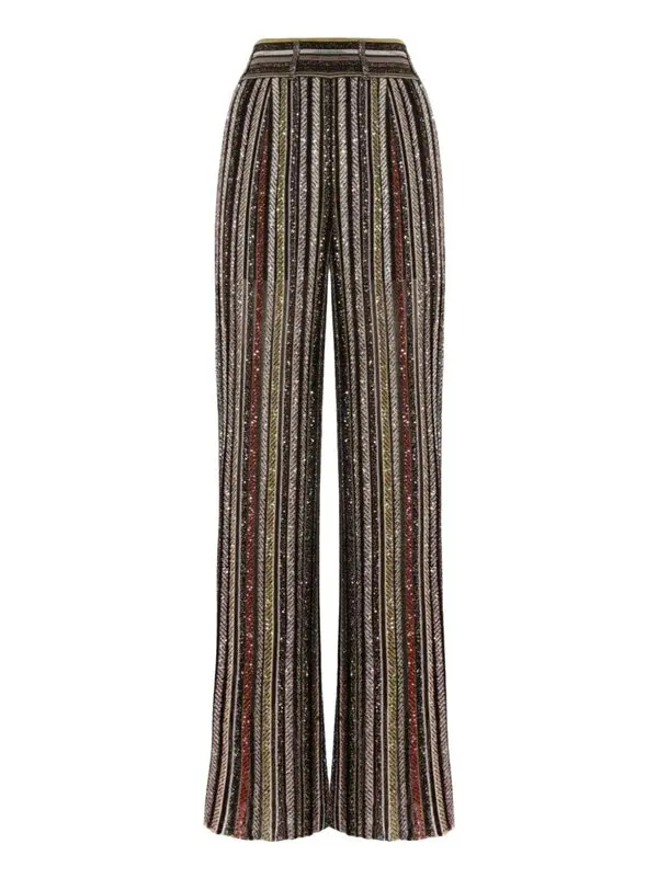 Missoni Chevron Stripe Knit Lamé Sequined Trousers - Multicoloured