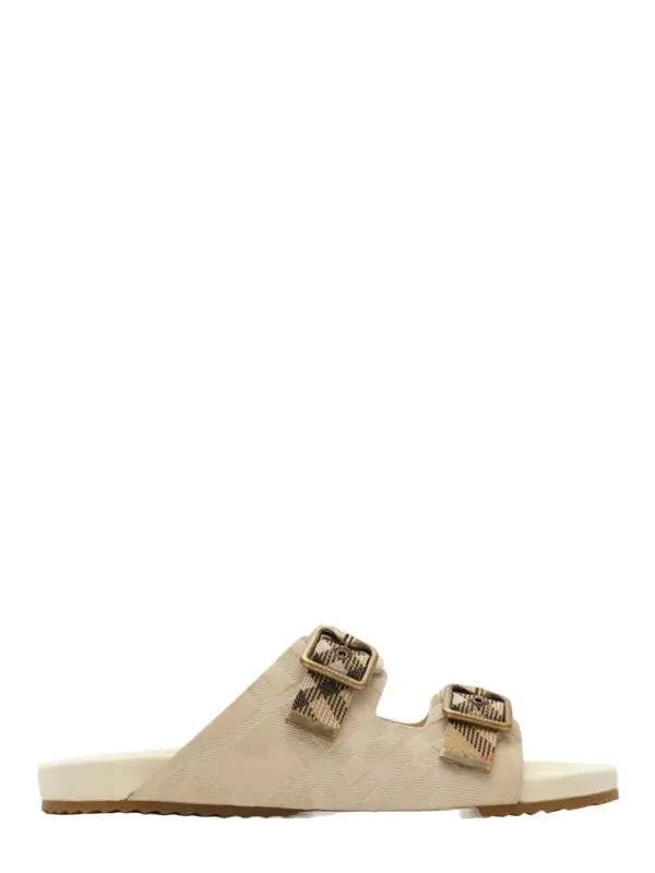 Burberry Checked Buckled Sandals - Bake Beige
