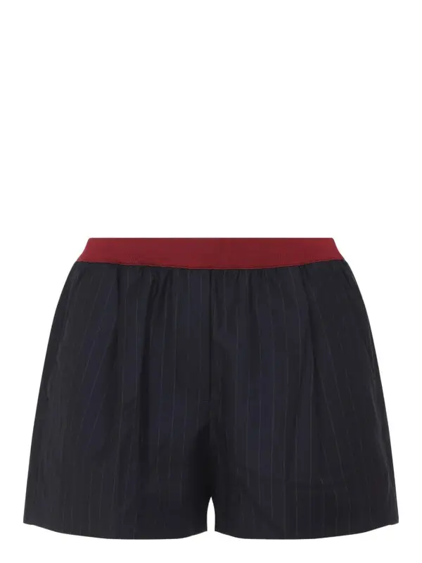 Miu Miu Pinstriped Elastic Waist Shorts - Blue