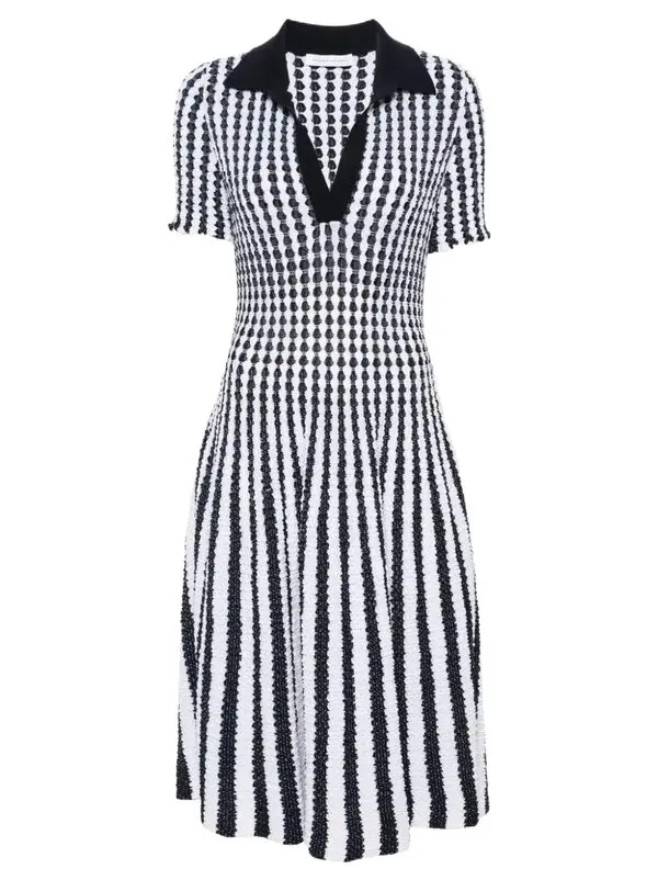 ANTONINO VALENTI Striped Seersucker Midi Dress - White
