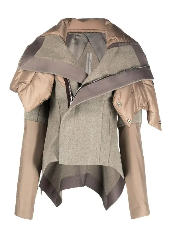 Rick Owens Paneled Large Silhouette Collar Jacket - Gray