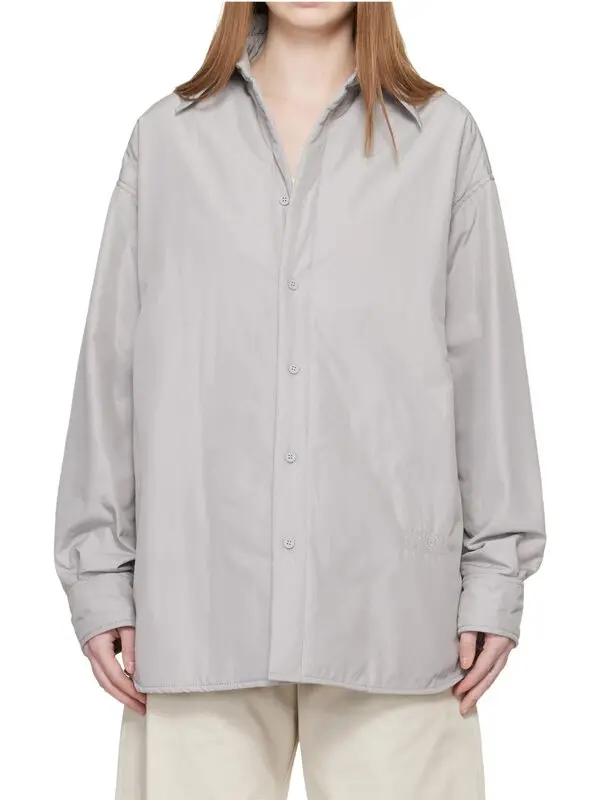 MAISON MARGIELA Long-sleeved Shirt With Embroidered Logo - Stone Gray