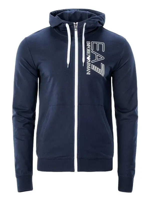 EA7 Logo Zip-up Hooded Casual Jacket - Blue